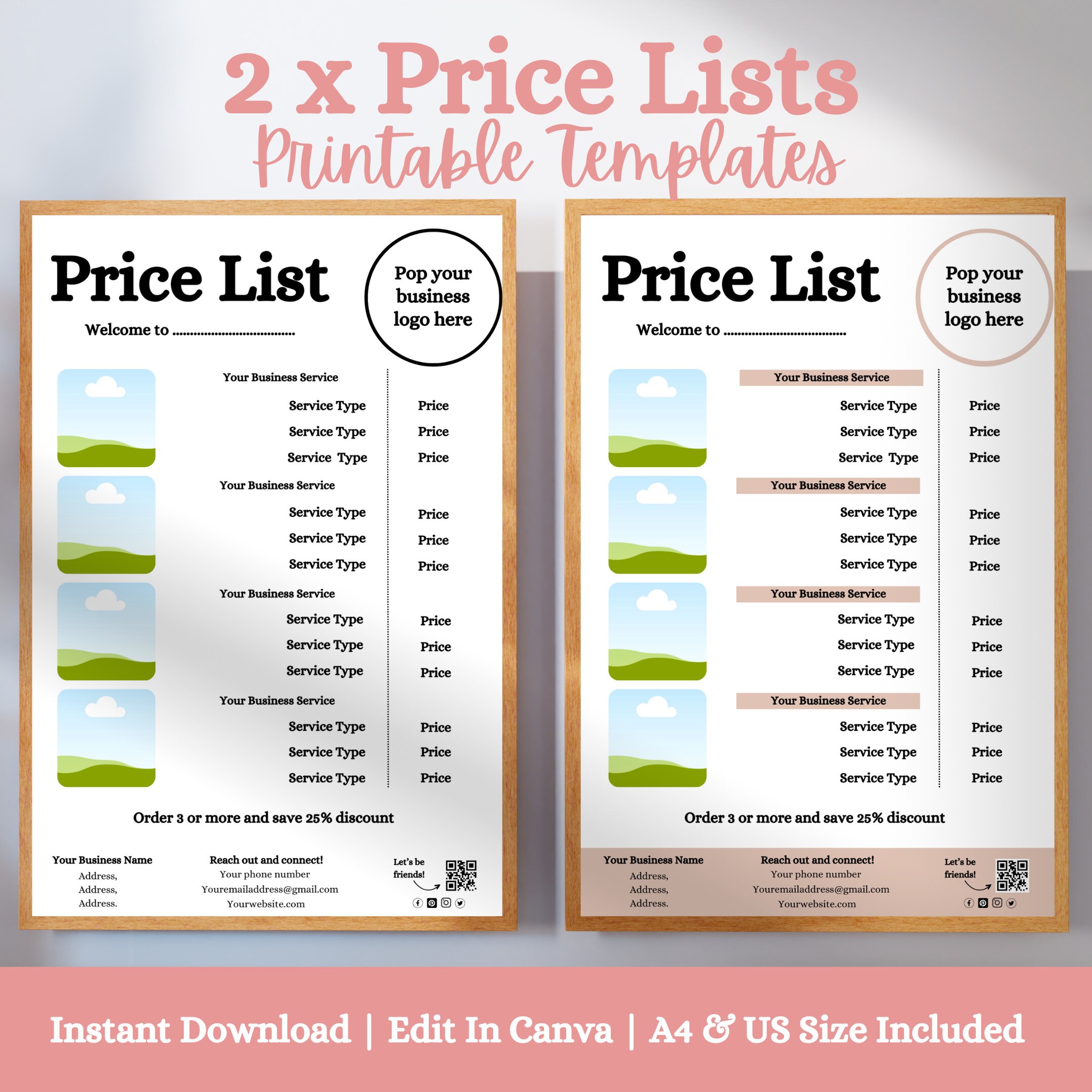 Business Price List, Pricing Guide, Editable Price List, Wholesale ...