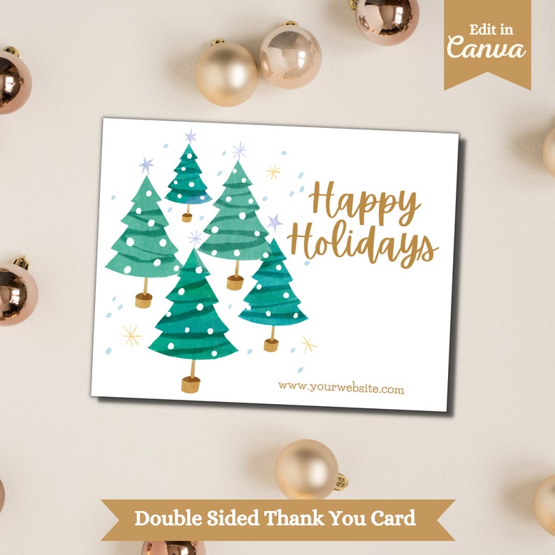 Christmas Thank You Business Card, Holiday Business Thank You Card ...