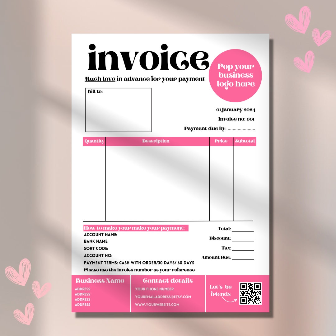 Small Business Invoice Template, Valentines Invoice, Invoice Template ...