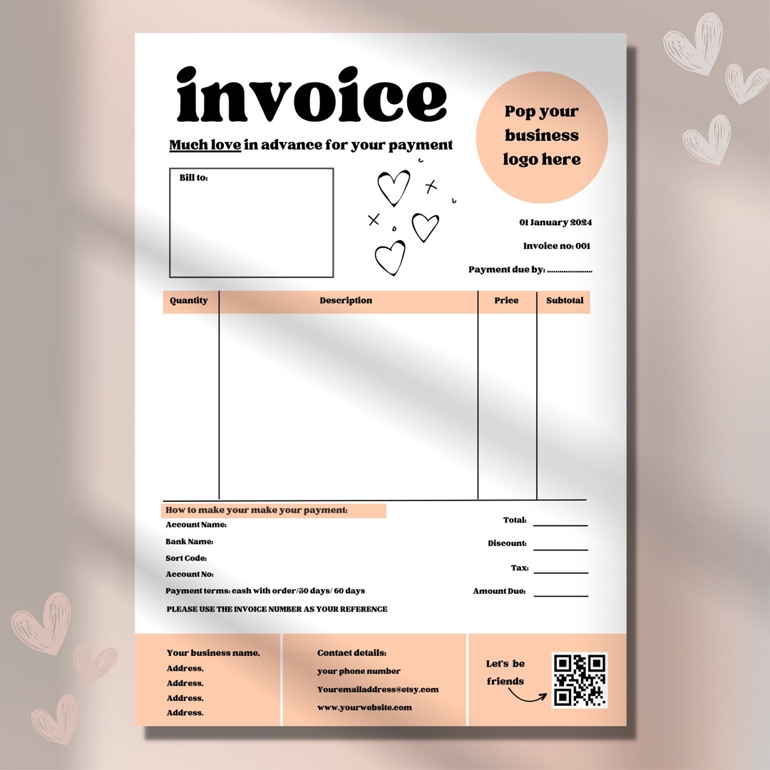 Small Business Invoice Template, Valentines Invoice, Invoice Template ...