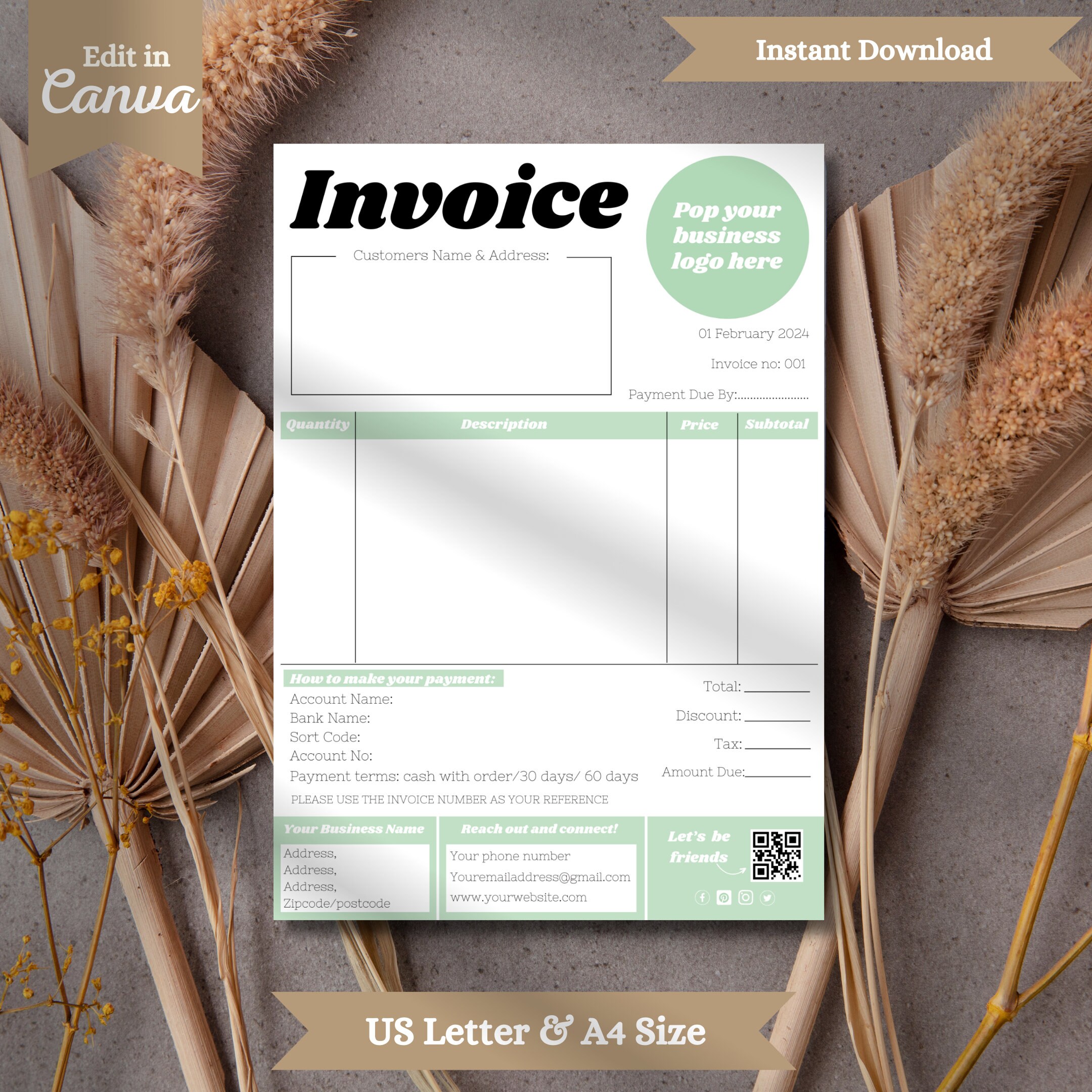 Invoice Template for Small Business, Business Finance, Invoice Craft ...