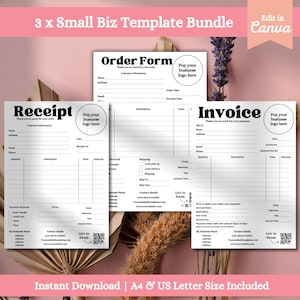 Custom Order Form Template, Fillable Order Form Bundle, Printable Small ...