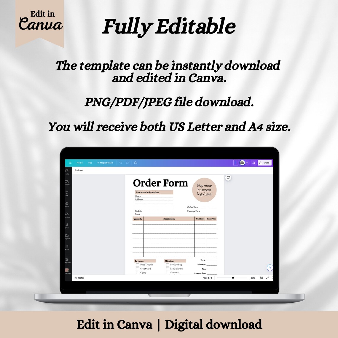 Order Form Template, Purchase Order Form Template, Custom Order Form ...