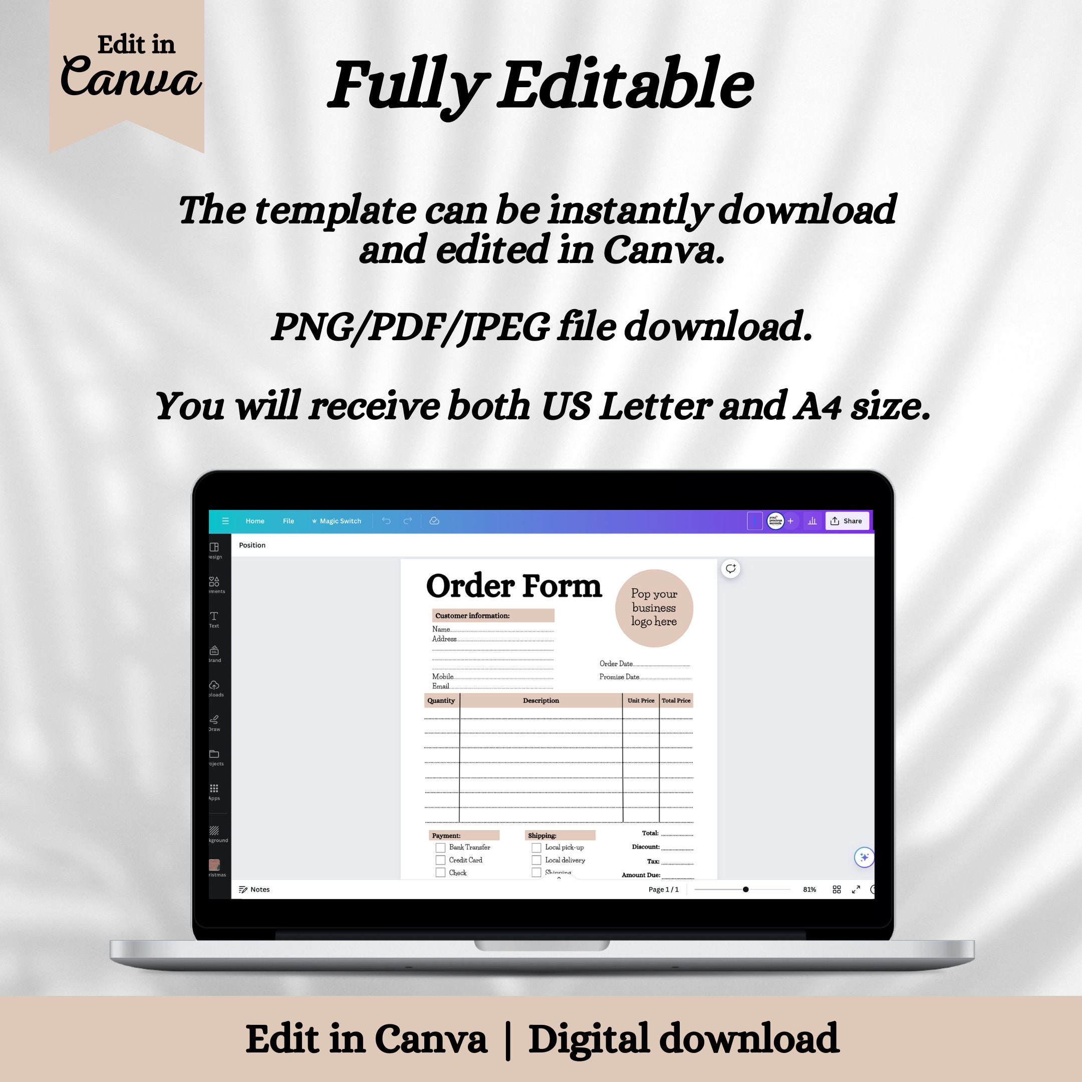 Order Form Template, Purchase Order Form Template, Custom Order Form ...