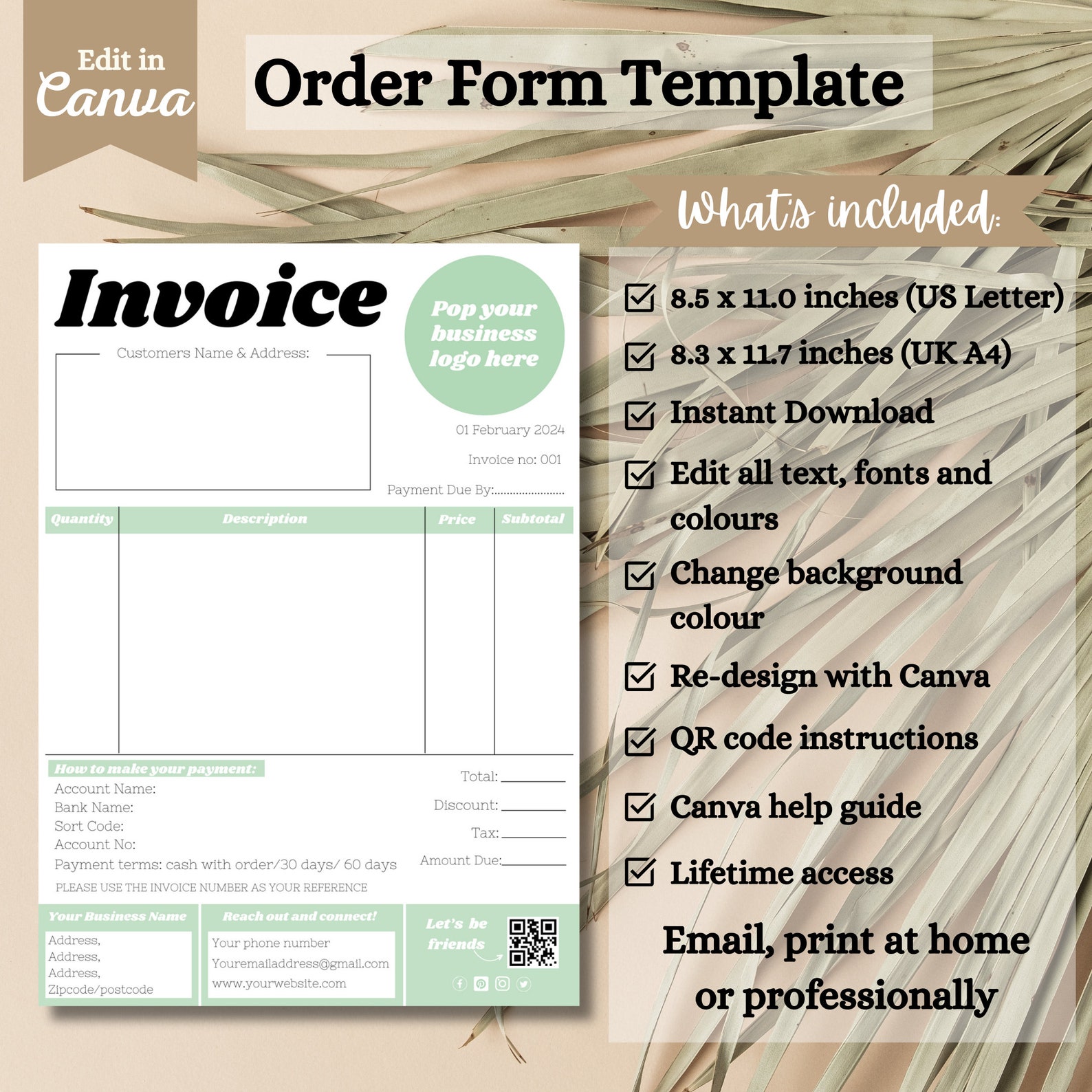 Invoice Template for Small Business, Business Finance, Invoice Craft ...