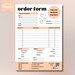 Order Form Template, Printable Receipt Template, Custom Order Form ...