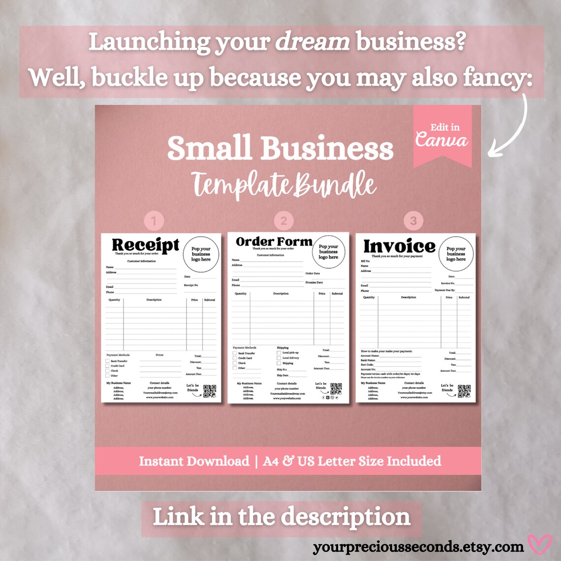 Editable Receipt Template, Printable Receipt Template, Order Form ...