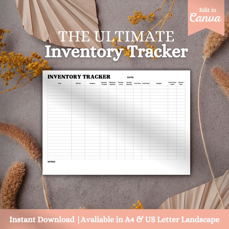 Printable Inventory Tracker Template, Inventory Tracker Spreadsheet ...