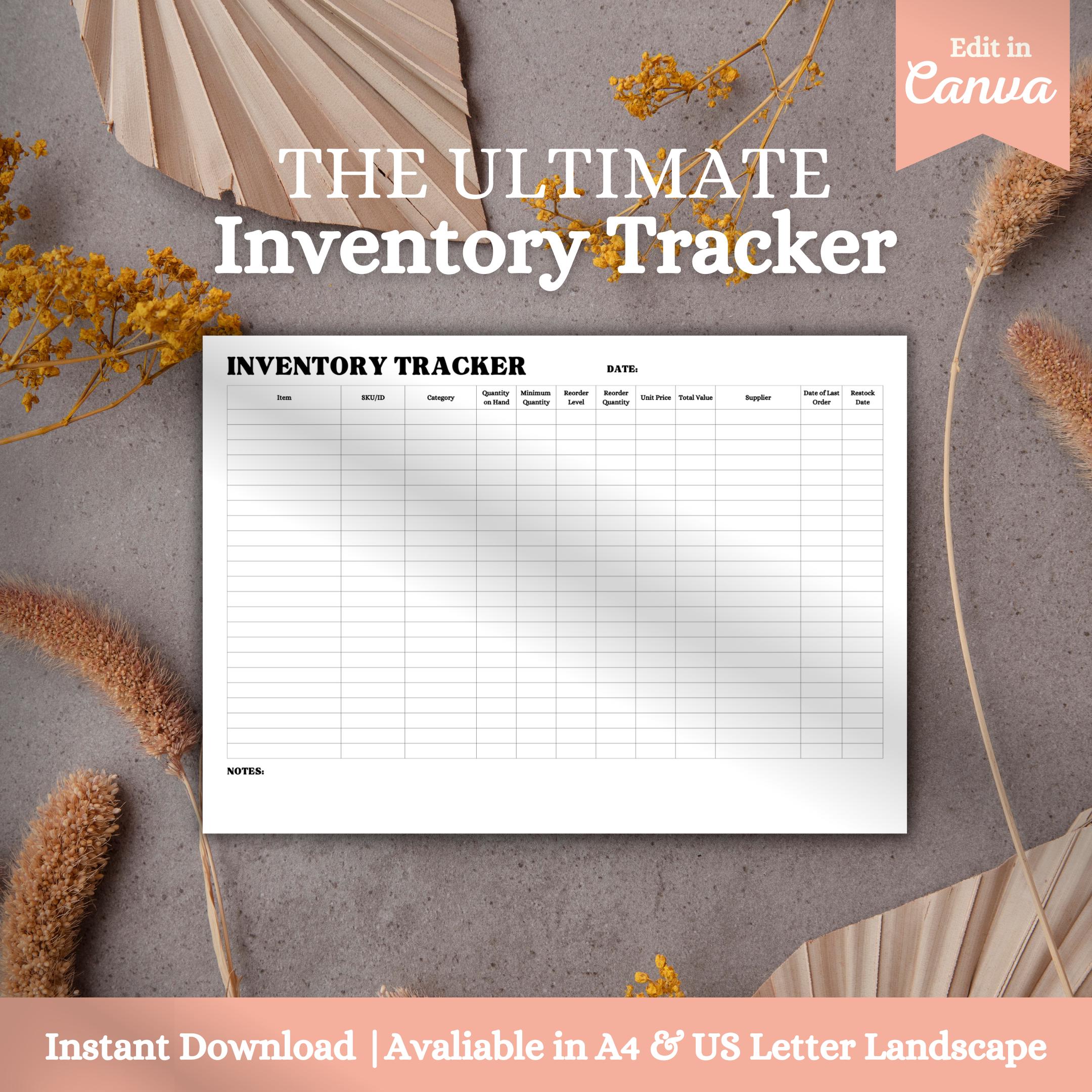 Printable Inventory Tracker Template, Inventory Tracker Spreadsheet ...