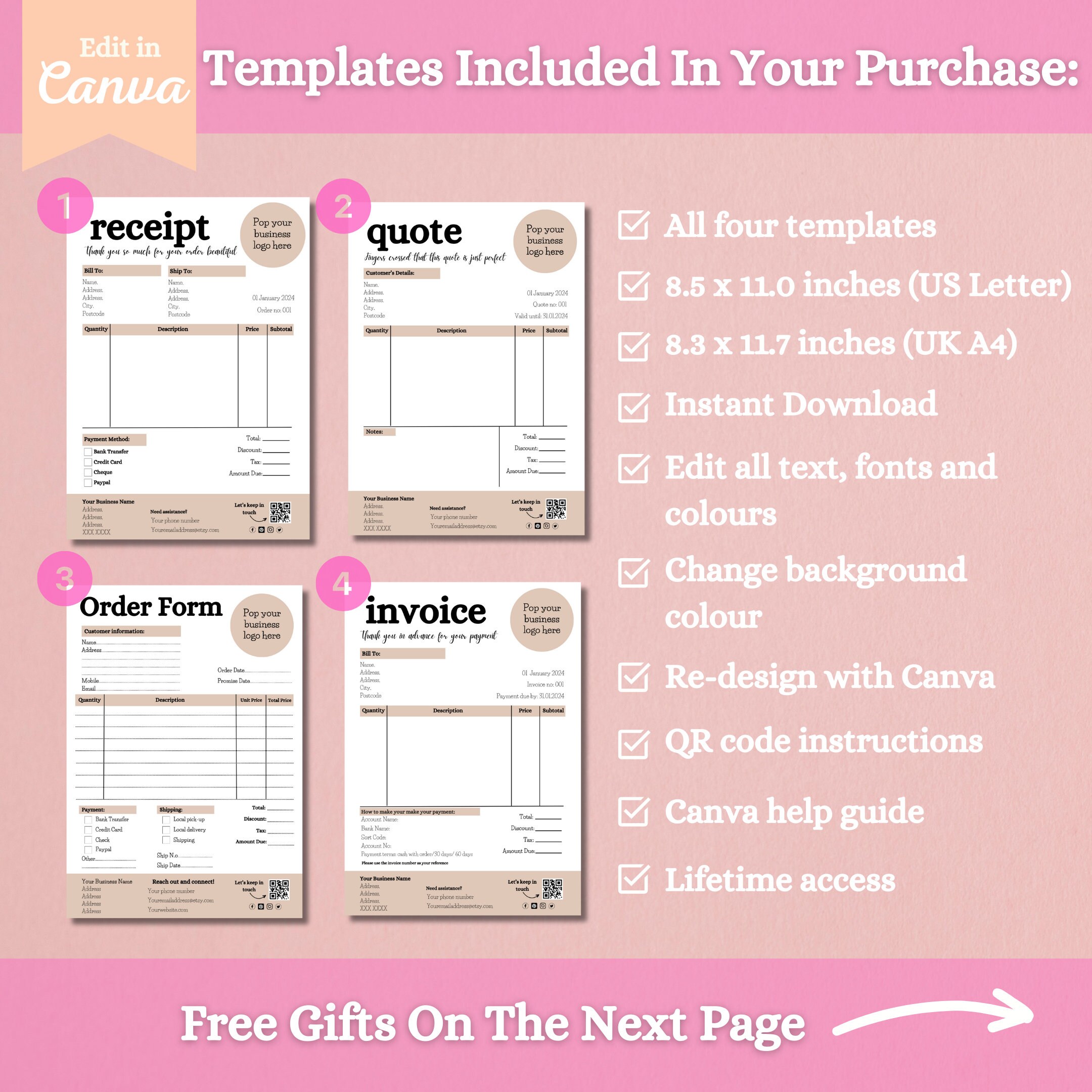 Custom Order Form Template, Fillable Order Form Bundle, Printable Small ...