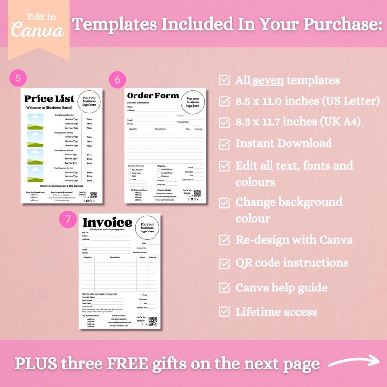 Custom Order Form Template, Fillable Order Form Bundle, Printable Small ...