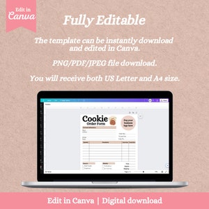 Cookie Order Form Template, Bakery Order Form Receipt, Small Business ...