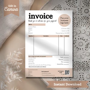 Simple Invoice Template Editable, Etsy Shop Invoice, Small Business ...