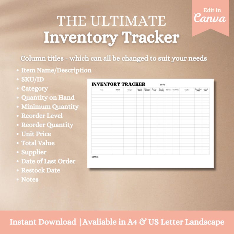 Printable Inventory Tracker Template, Inventory Tracker Spreadsheet ...