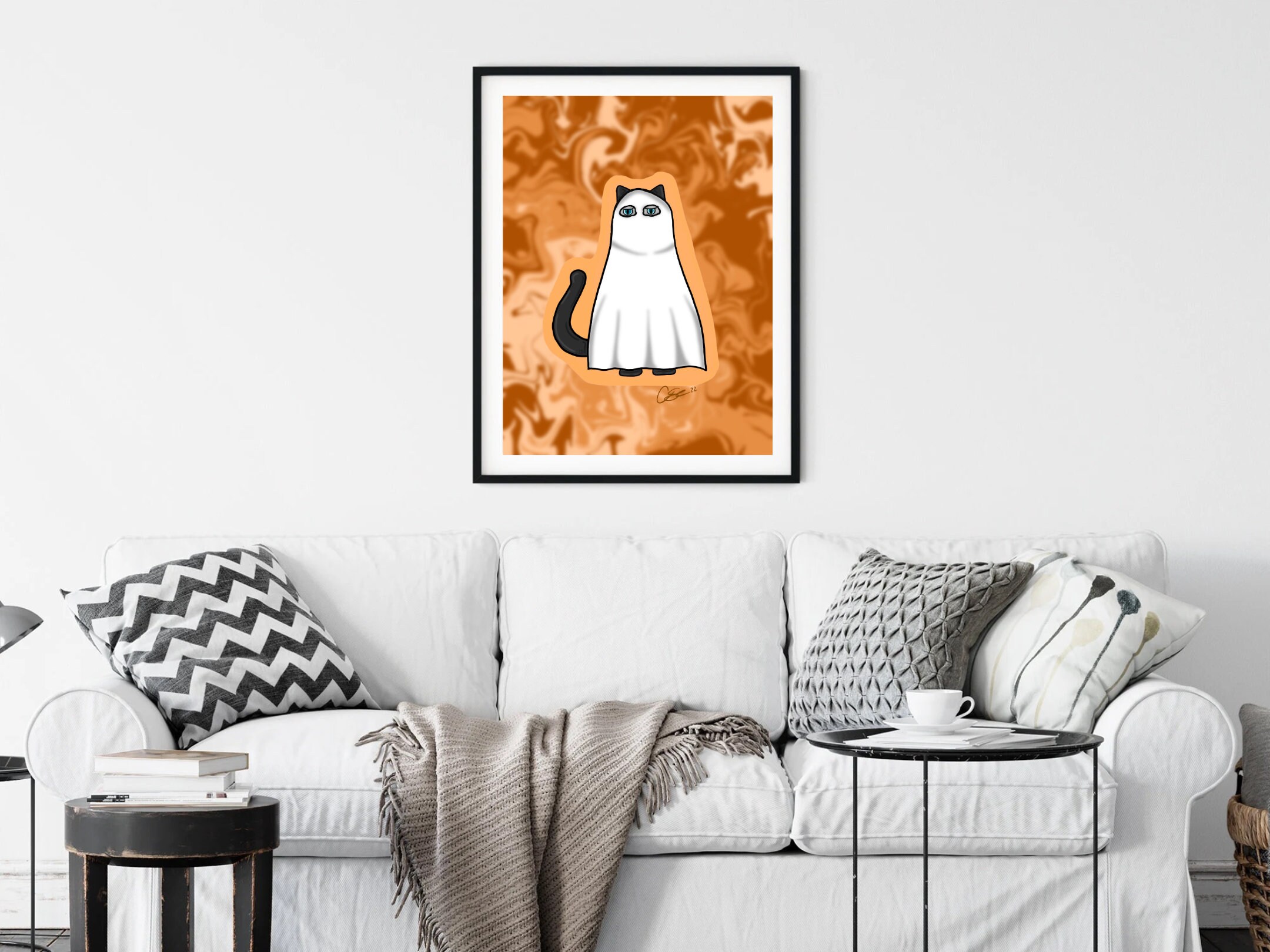 Wall Art, Ghost Cat Digital Download Print, Digital Art, Digital Print, Cat Art, Ghost Art ...