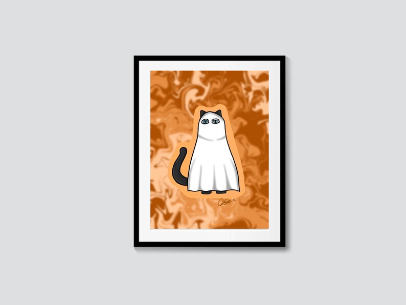Wall Art, Ghost Cat Digital Download Print, Digital Art, Digital Print ...