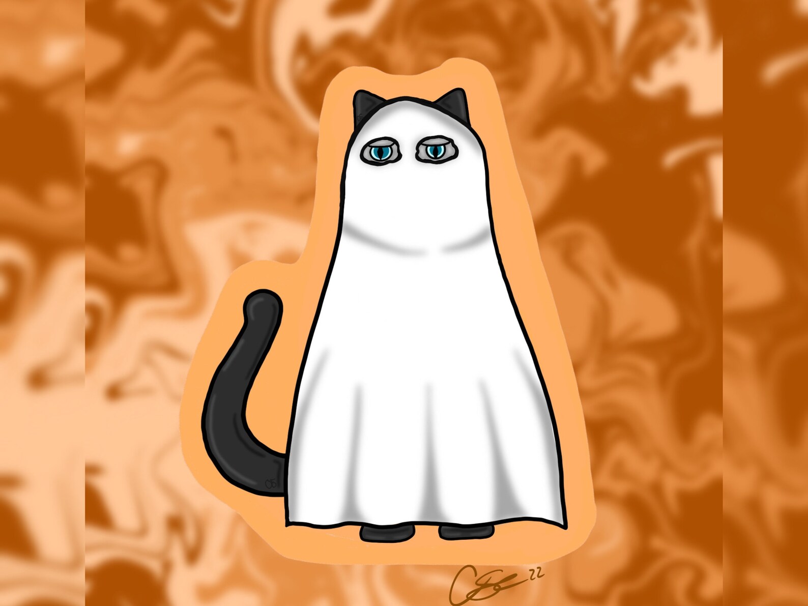Wall Art, Ghost Cat Digital Download Print, Digital Art, Digital Print, Cat Art, Ghost Art ...