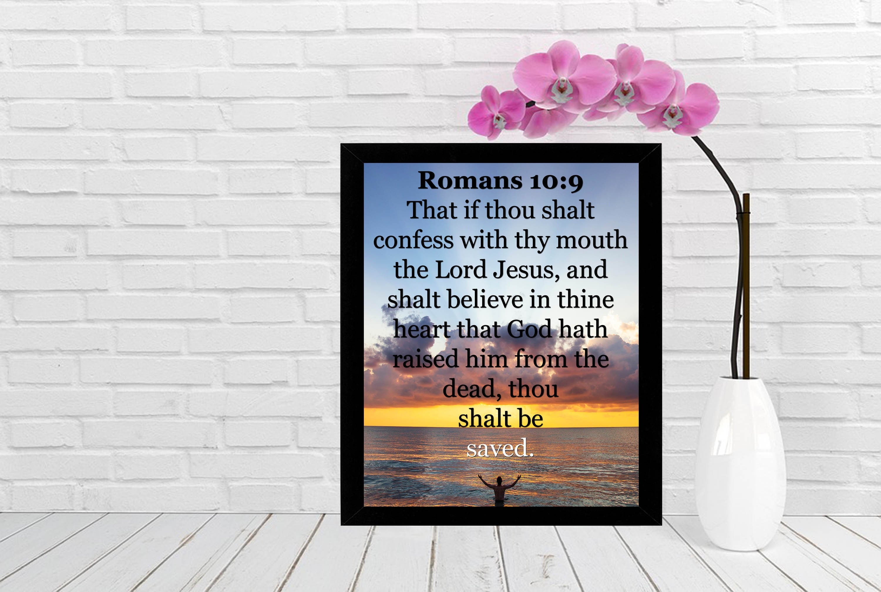 Bible Verse Printable Romans 10 9 Scripture Wall Art Modern Etsy