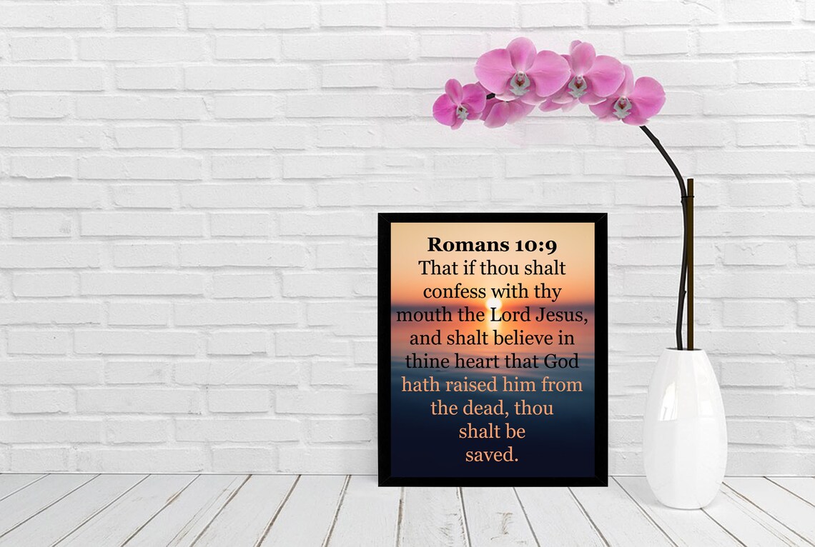 Bible Verse Printable Romans 10 9 Scripture Wall Art Modern Etsy