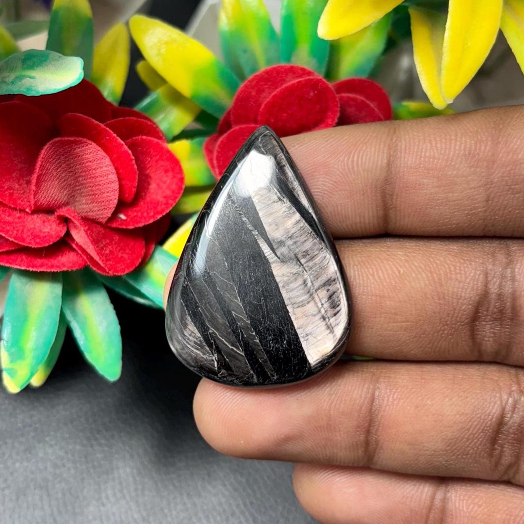 Hypersthene Gemstone Cabochon: Pear Cut, Natural Fire Flash (39x28x6mm ...