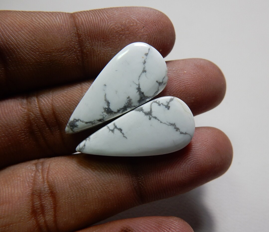70% off Howlite 2 Pieces Matched Pair Cabochon, Natural AAA Howlite ...