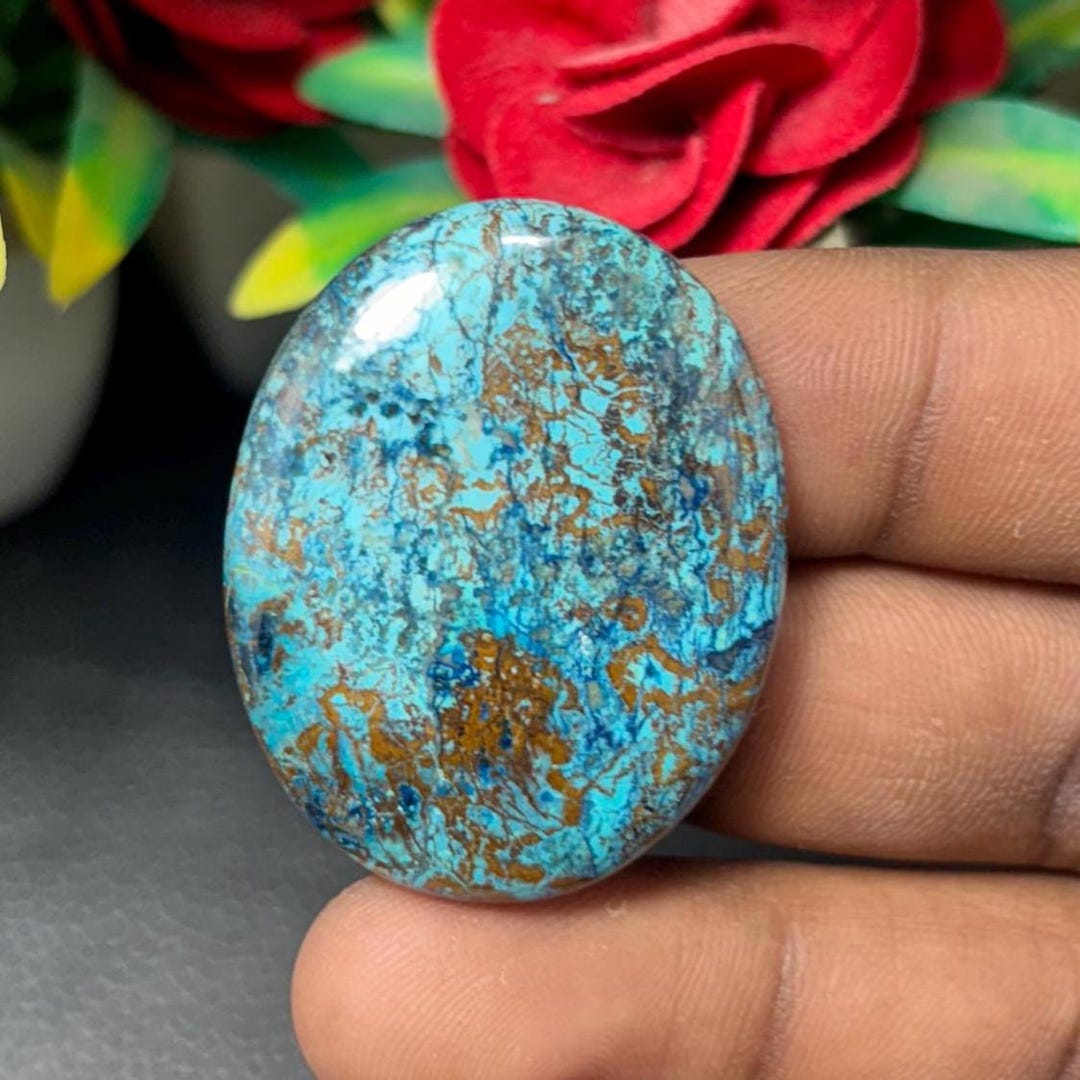 Turquoise Azurite Cabochon: Natural Gemstone Pendant (37x29x5mm) - Etsy
