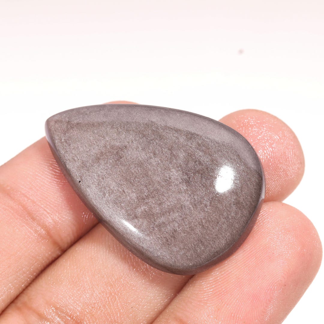 Silver Sheen Obsidian Pear Shape Cabochon Loose Gemstone for Making ...
