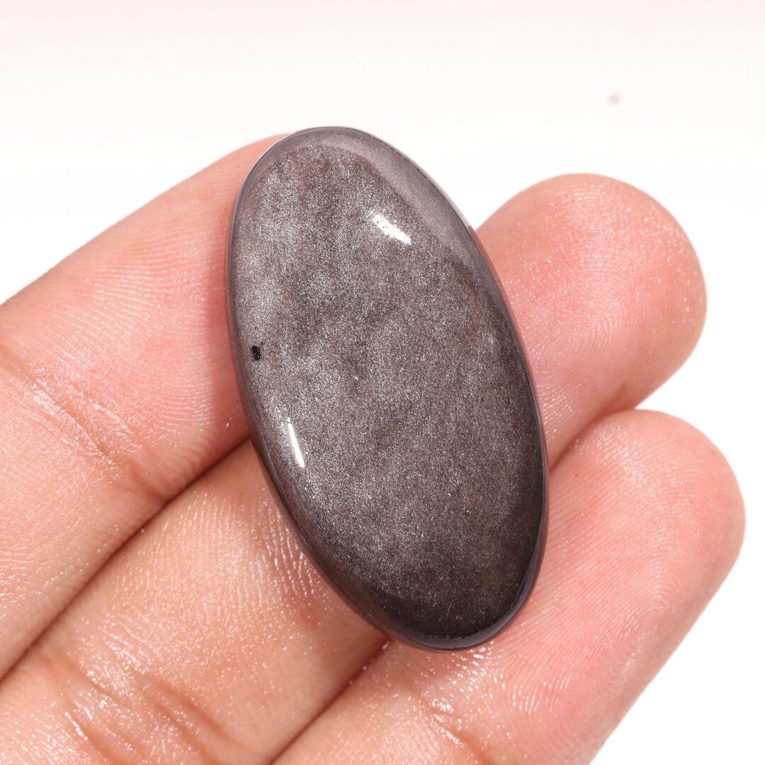 Silver Sheen Obsidian Oval Shape Cabochon Loose Gemstone for Making ...
