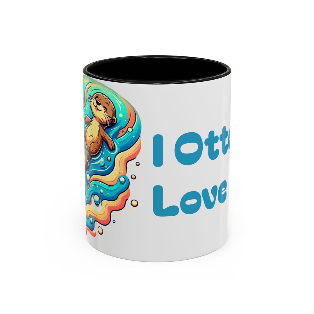 Mug, Cute Otter Mug, Otters Holding Hands Going Down a River, Animal ...