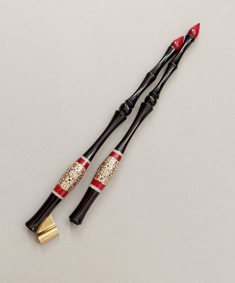 Walnut Pen Holder With Crushed Seashell and Khatam Marquetry ...