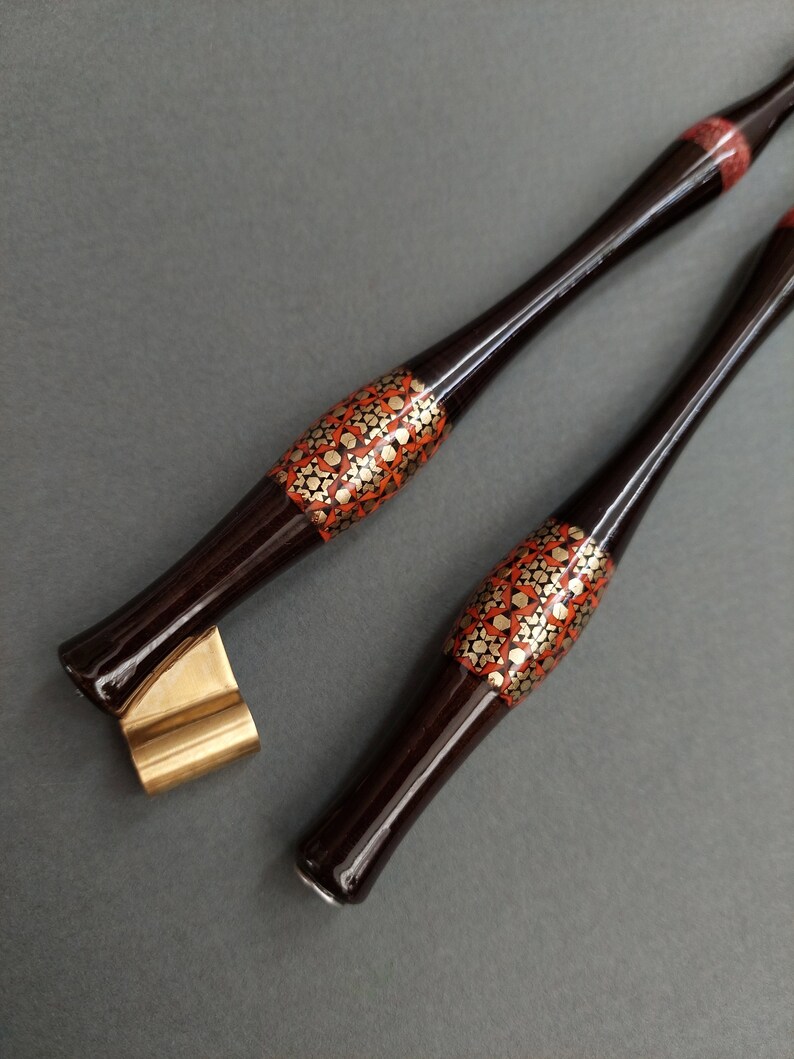 Walnut Pen Holder With Coral and Khatam Marquetry Copperplate ...
