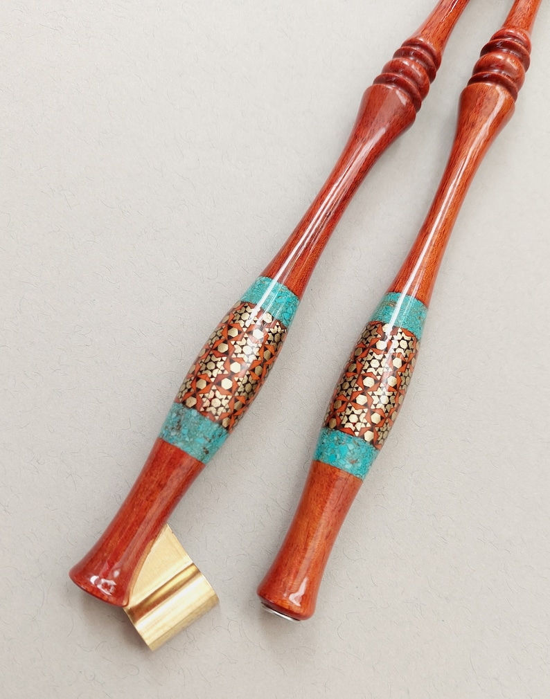 Walnut Pen With Turquoise and Khatam Marquetry Oblique Pen Holder ...