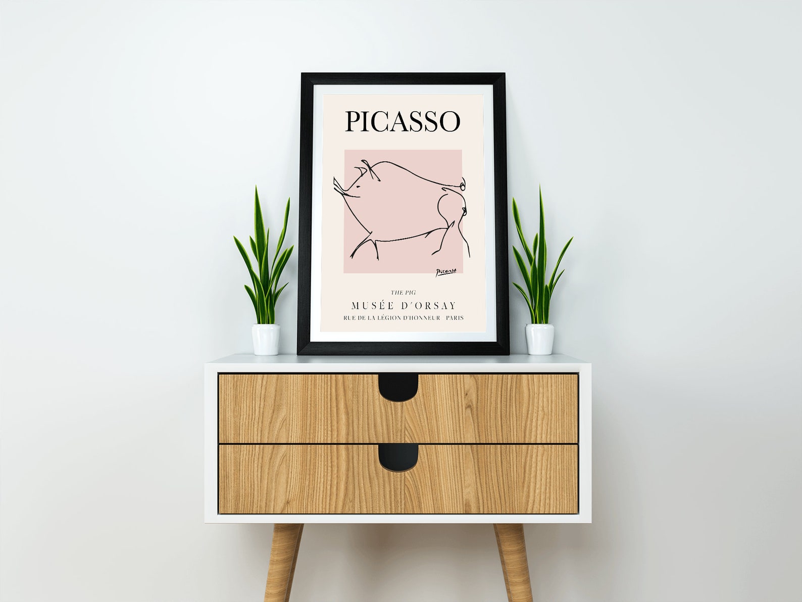 Picasso - the Pig, Exhibition Vintage Line Art Poster, Minimalist Line ...