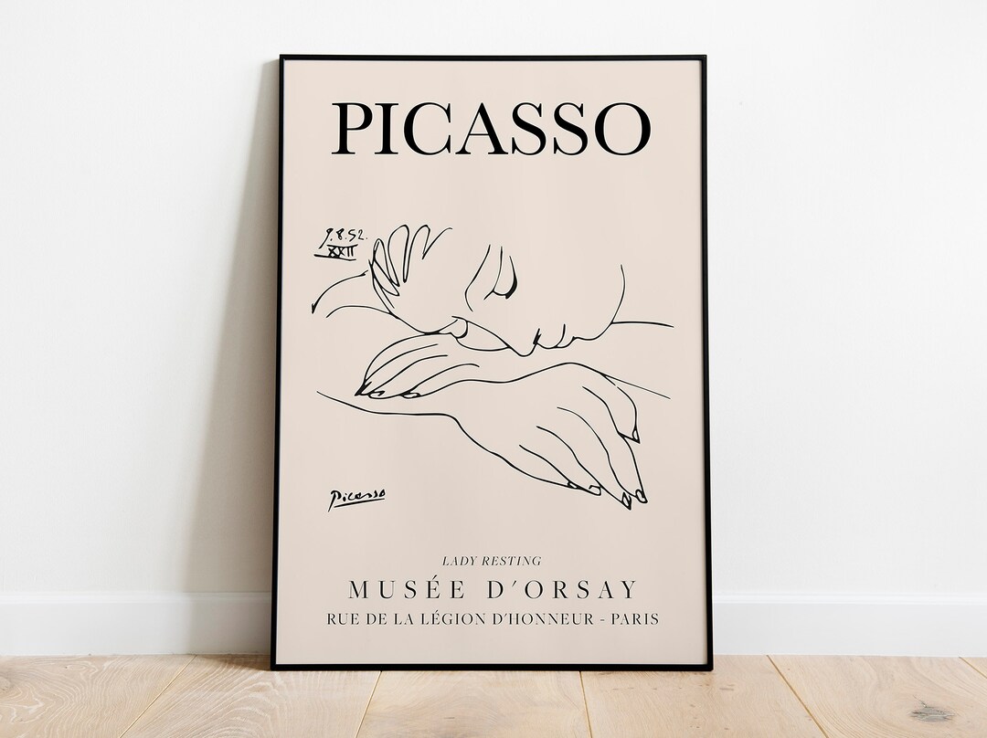 Picasso - Lady Resting, Exhibition Vintage Line Art Poster, Minimalist ...