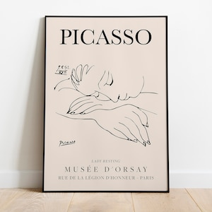 Picasso - Lady Resting, Exhibition Vintage Line Art Poster, Minimalist ...