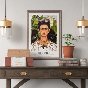 Frida Kahlo - Self Portrait Exhibition Poster, Vintage Home Decor, Wall ...