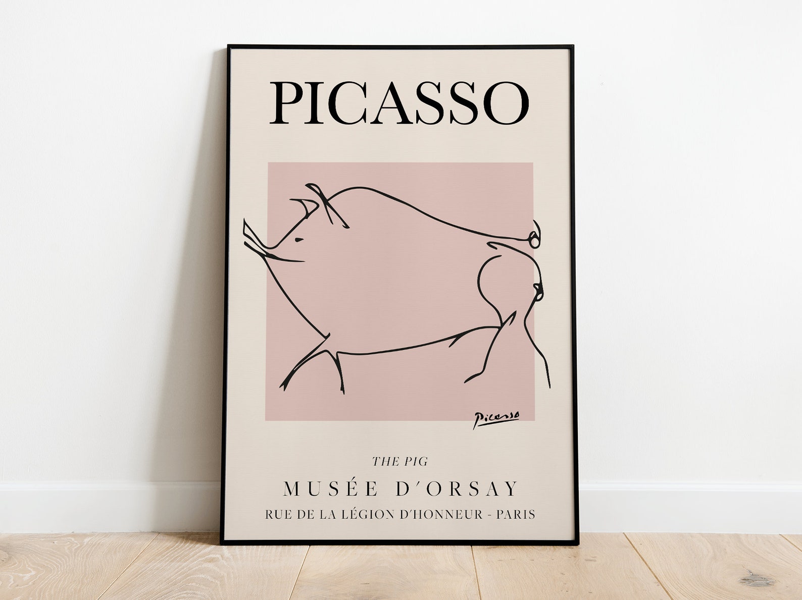 Picasso - the Pig, Exhibition Vintage Line Art Poster, Minimalist Line ...