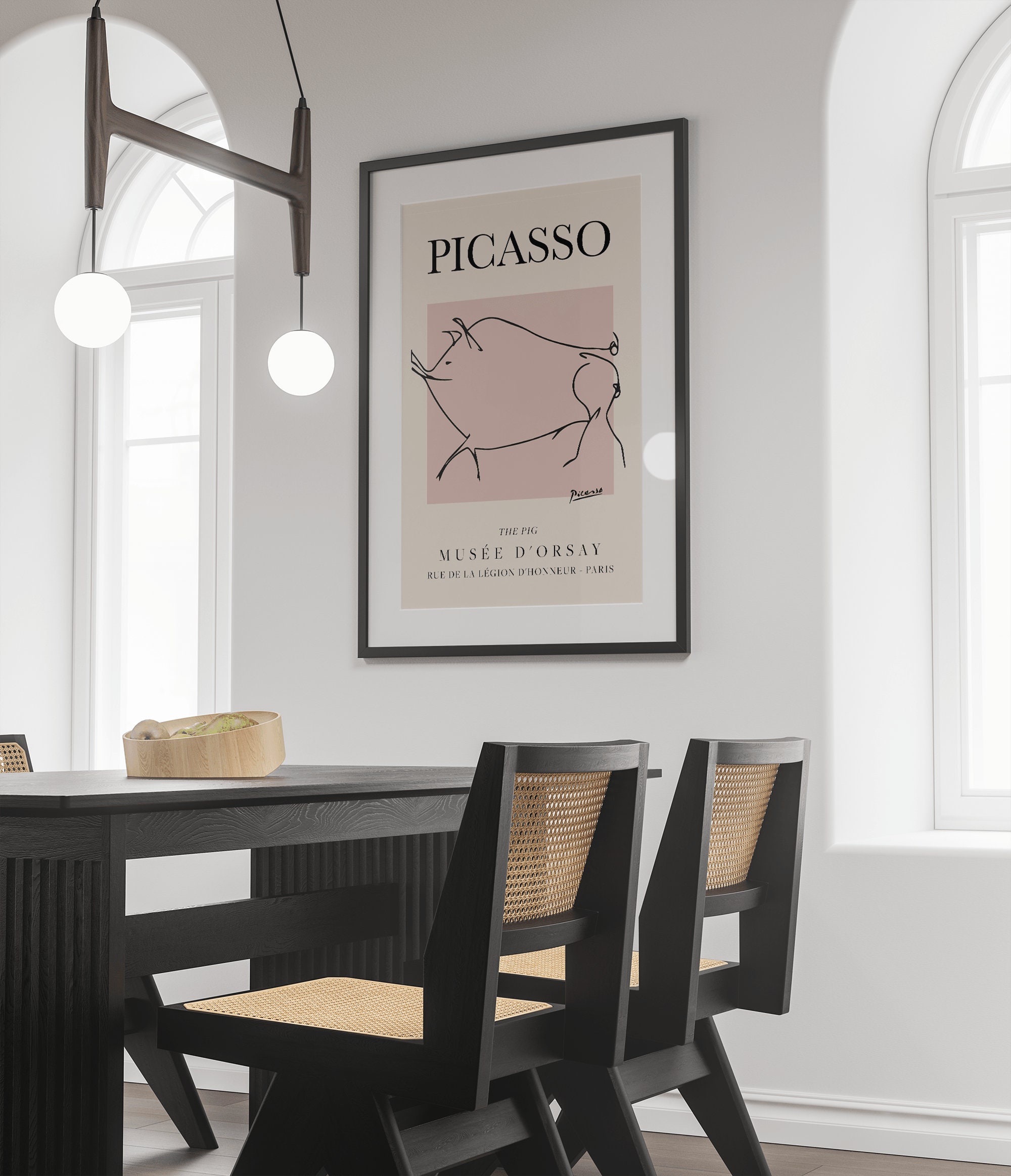 Picasso - the Pig, Exhibition Vintage Line Art Poster, Minimalist Line ...