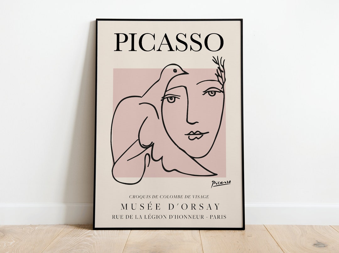 Picasso Exhibition Vintage Line Art Poster With Minimalist Line Drawing ...