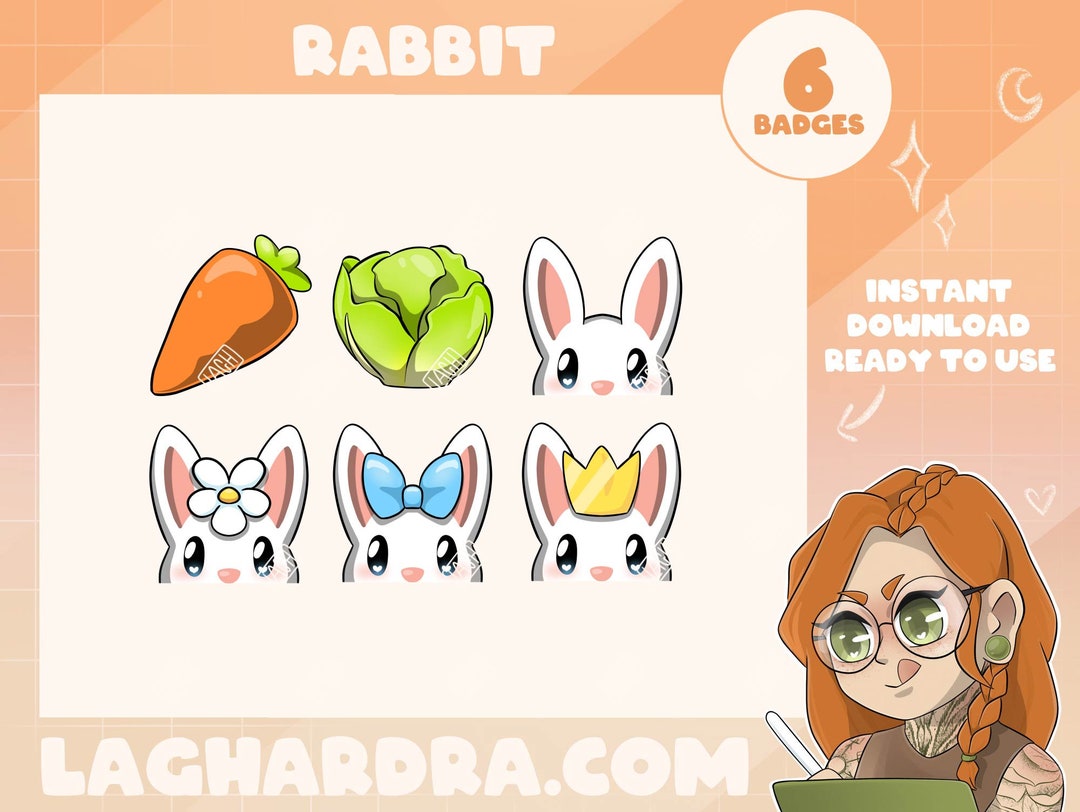 6 RABBITS Badges for Twitch Bits/followers - Etsy