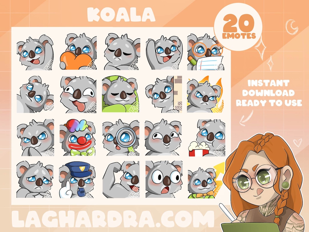 20 Emotes [no AI] Koala - Etsy