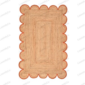 Natural Scalloped Jute Rug, Scallop Edge Rug Jute Area Rug Custom Size ...