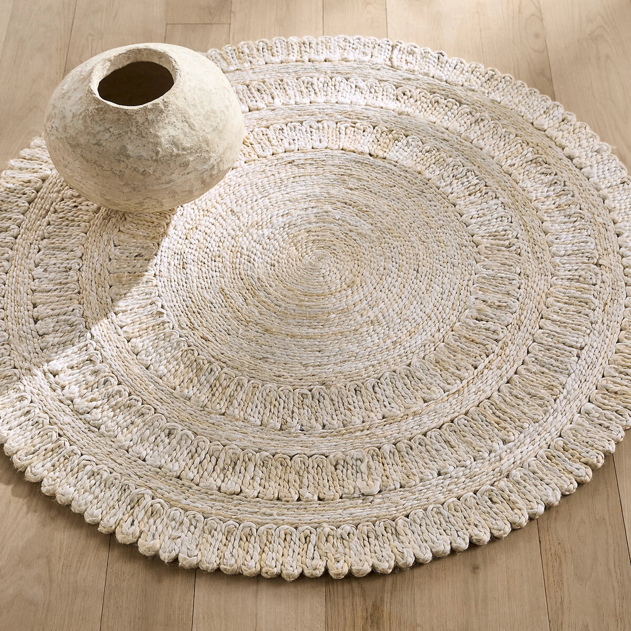 Natural Jute Round Rug in off White /ivory , Eco Friendly Rug Round ...