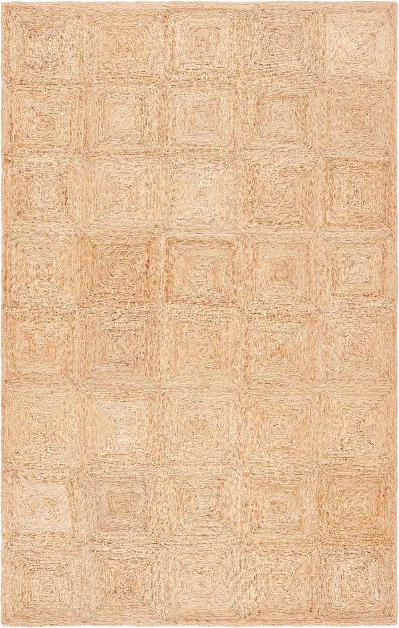 Square Boxes Jute Rug, Tiles Jute Area Rug, Natural Sisal Braided Area ...