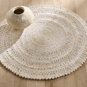 Natural Jute Round Rug in off White /ivory , Eco Friendly Rug Round ...