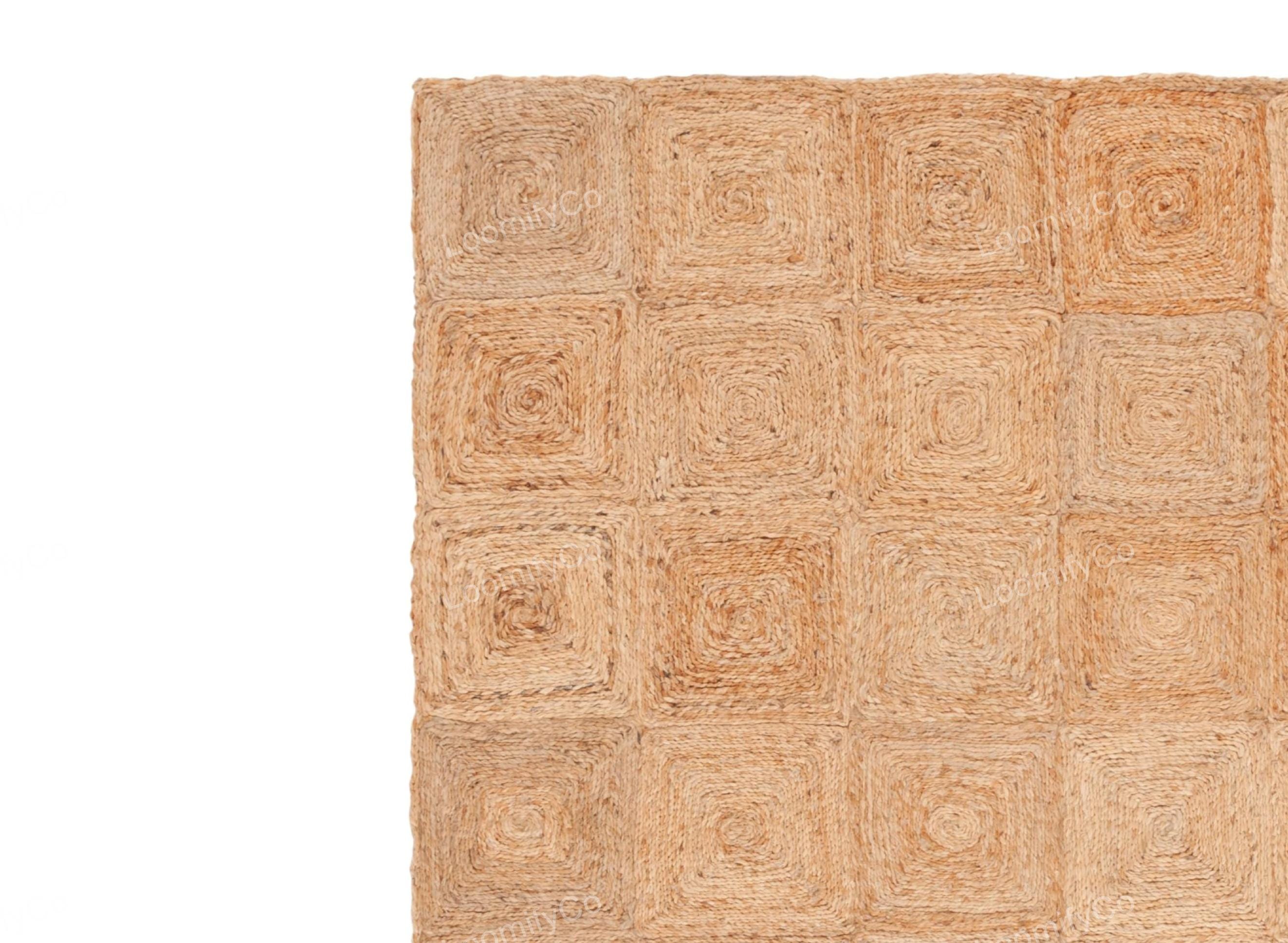 Square Boxes Jute Rug, Tiles Jute Area Rug, Natural Sisal Braided Area ...