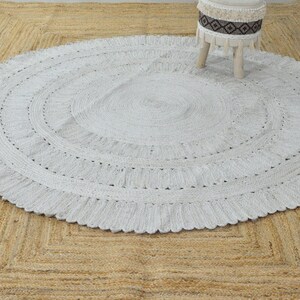 Natural Jute Round Rug in off White /ivory , Eco Friendly Rug Round ...