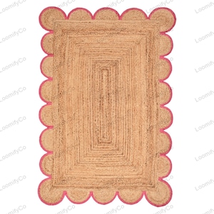 Natural Scalloped Jute Rug, Scallop Edge Rug Jute Area Rug Custom Size ...
