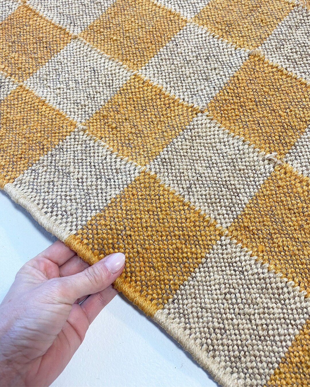 9x12 Area Rug Yellow Checkered Rug 8x10 Jute Rug Checkered - Etsy