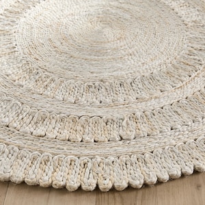 Natural Jute Round Rug in off White /ivory , Eco Friendly Rug Round ...
